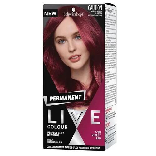 Schwarzkopf Live Colour 7.98 Violet Red Permenant Hair Dye Full Grey ...