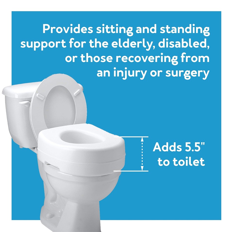 Toilet Seat Riser, 5.5 Inch, Toilet Seat Risers for Seniors, Raised ...