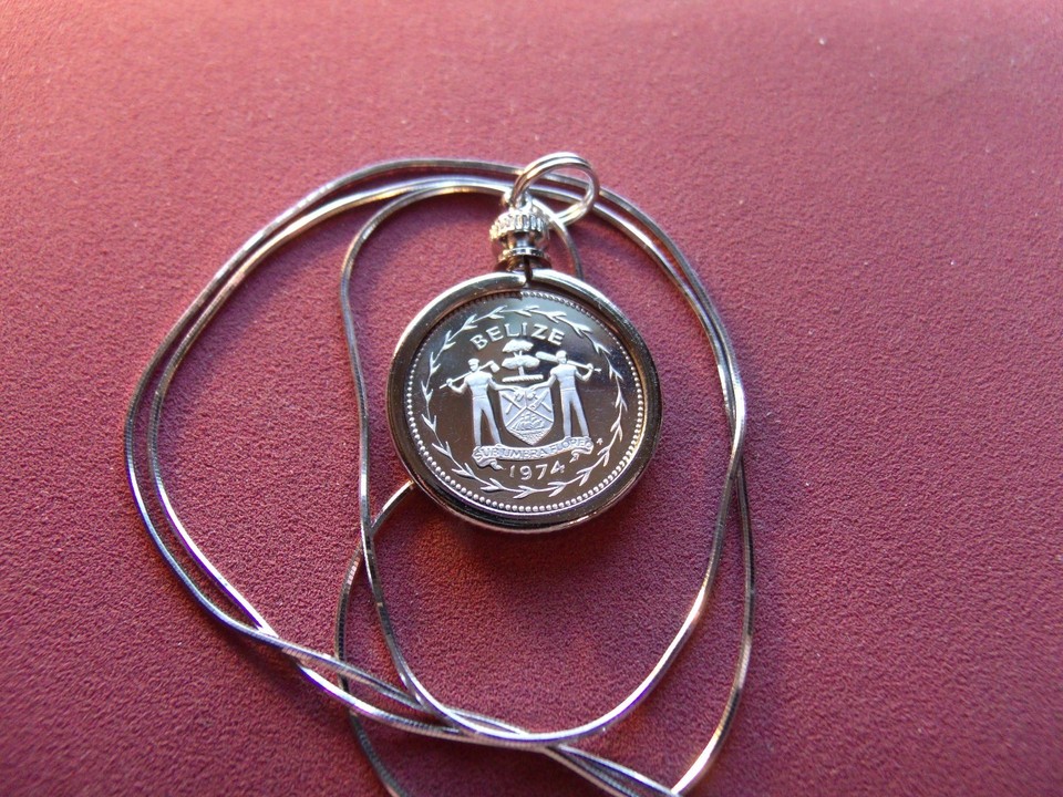 Belize 925 Silver Flycatcher Bird Coin Pendant on a 20" 925 Italian ...