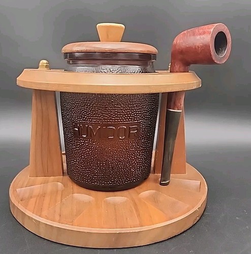 Dun-Rite Pipe Stand Holder Wood Tobacco Aztec Humidor 10 Pipe Base With ...