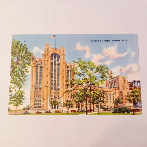 Postcard: Masonic Temple - Detroit Michigan - Linen | eBay