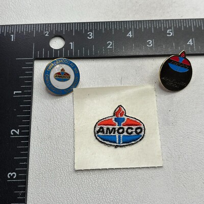 Vtg 3 Pieces c 1980s AMOCO GAS STATION OIL 2 Pinback Pin + 1 Small ...
