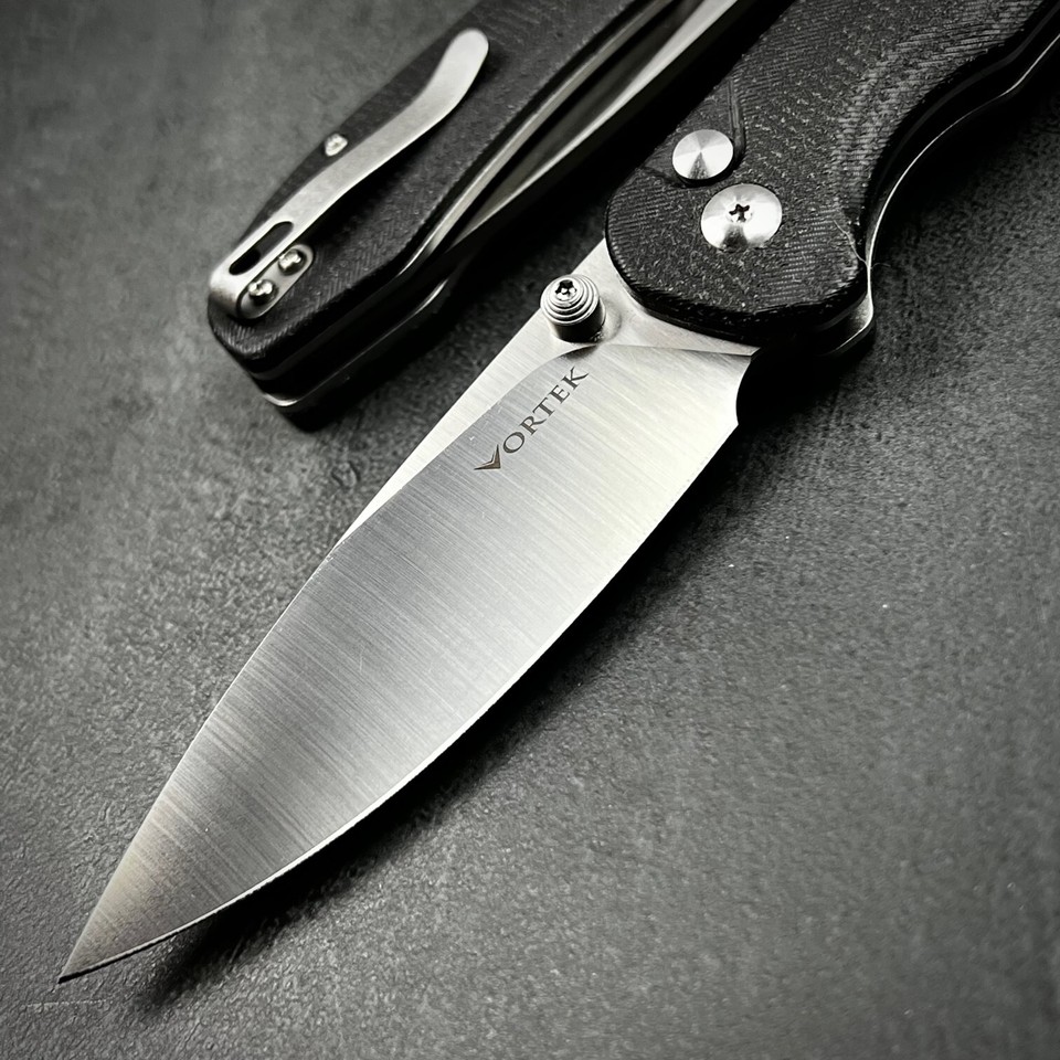 VORTEK BORIS Black Micarta D2 Ball Bearing Blade EDC Folding Deep ...
