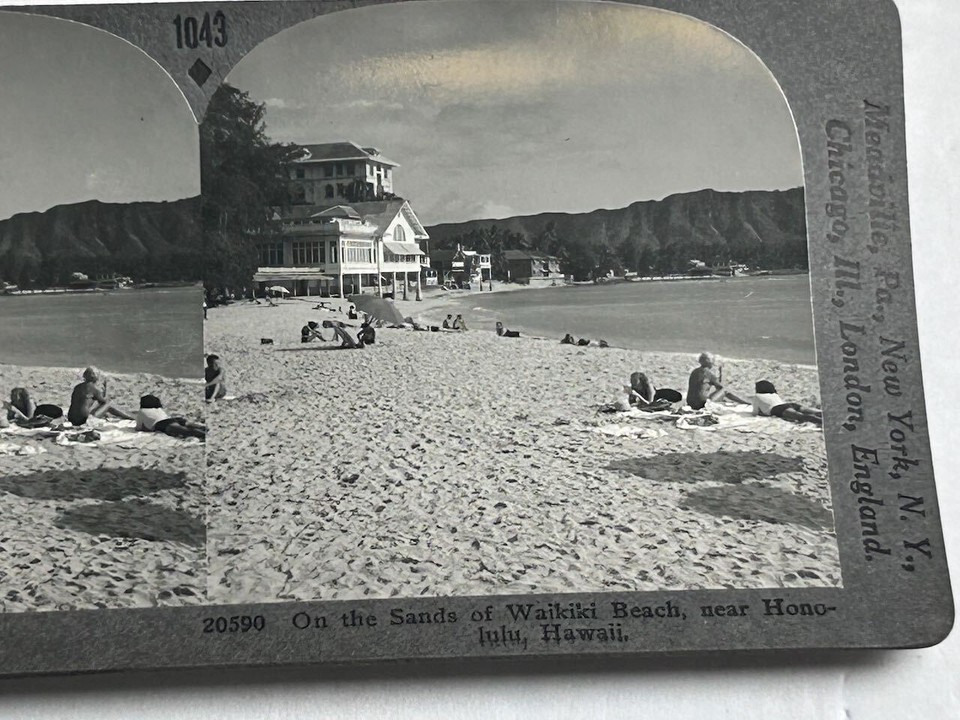 Stereoview Photo On the Sands Waikiki Beach Honolulu Hawaii Keystone | eBay