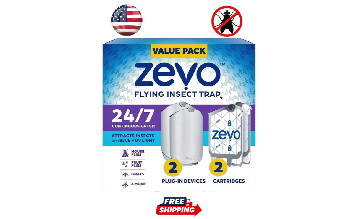 Zevo Flying Insect Trap (1 Plug in Device & 1 Cartridge) Featuring Blue ...