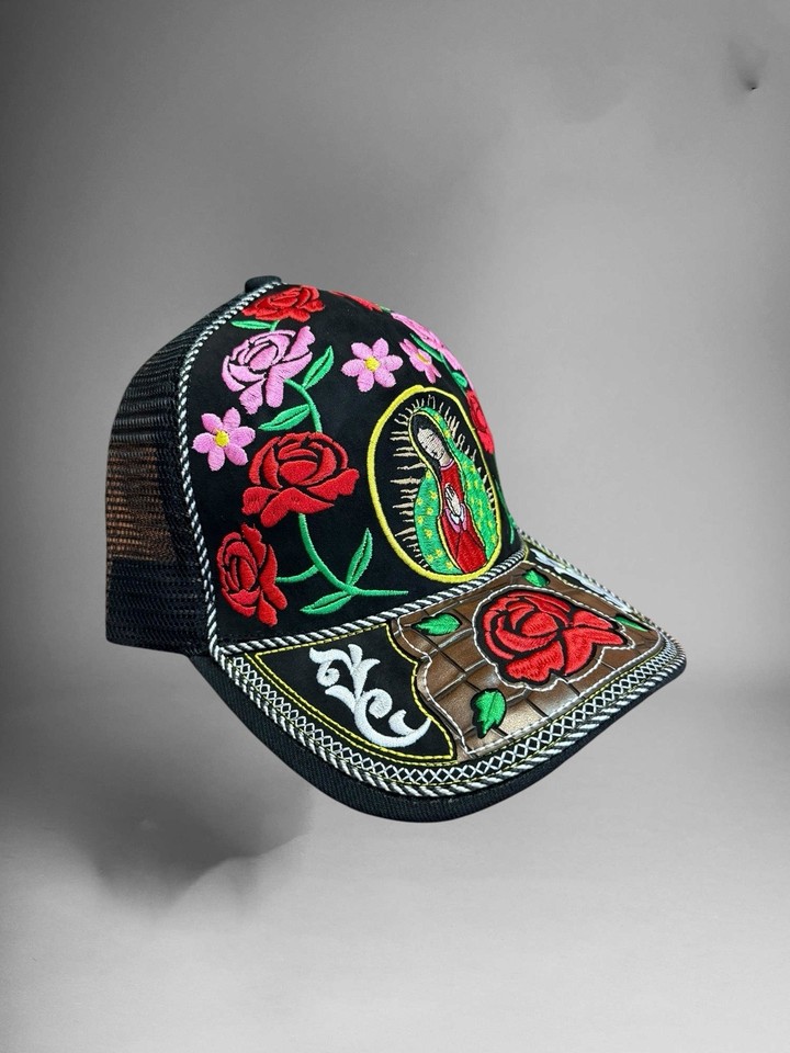 Gorra Vaquera La Virgen Cachucha Vaquera Western Trucker Cap Flowers ...