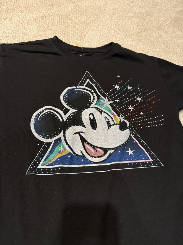Black Mickey Mouse Face Disney Short Sleeve Tee Shirt Size Small Women ...