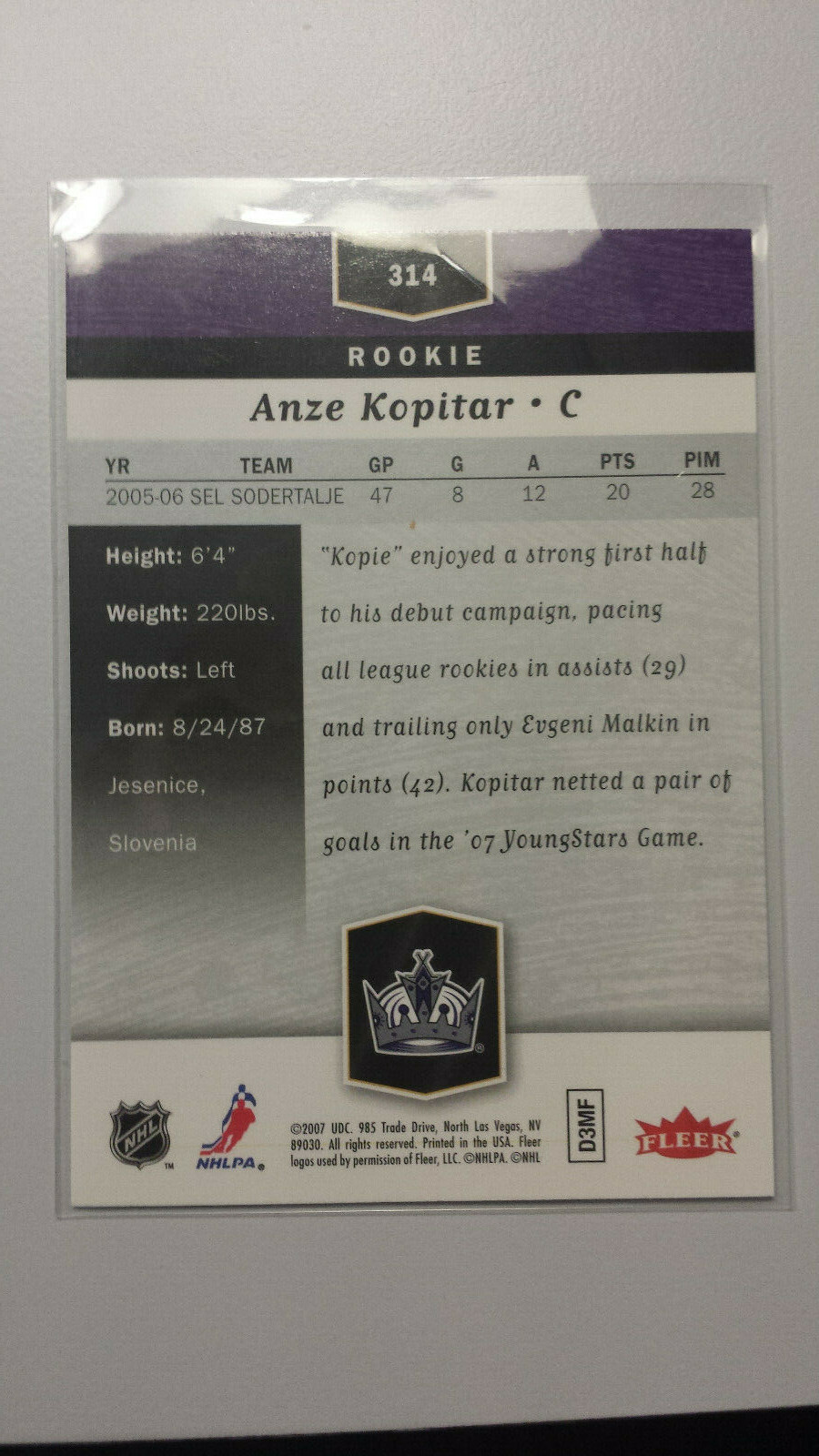 2007 Flair Showcase Hockey Rookie Card #314 Anze Kopitar L.A. Kings | eBay