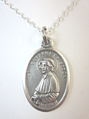 Ladies St Elizabeth Ann Seton Medal Necklace 20" Chain Gift Box ...
