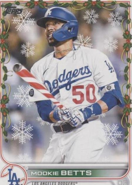 2022 Topps Holiday - Variation Mookie Betts #HW176 Candy Cane Bat for ...