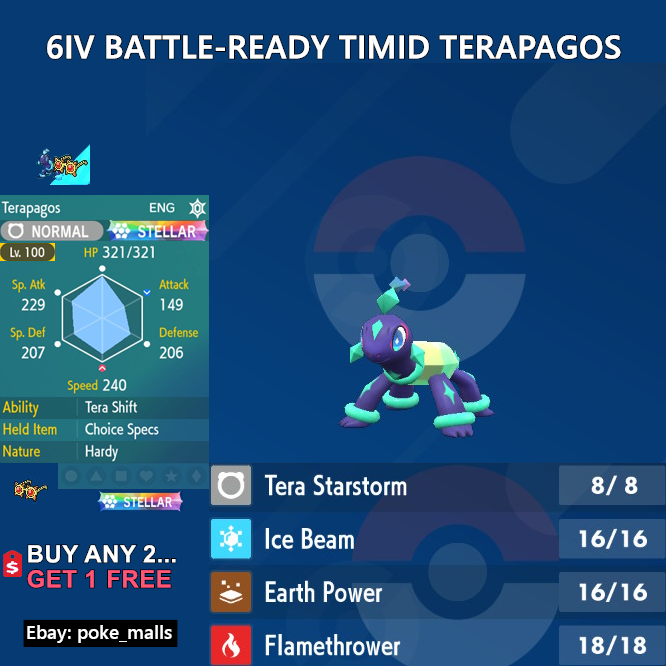 TERAPAGOS | 6IV TIMID | BATTLE-READY LEGENDARY | Pokemon Scarlet and ...