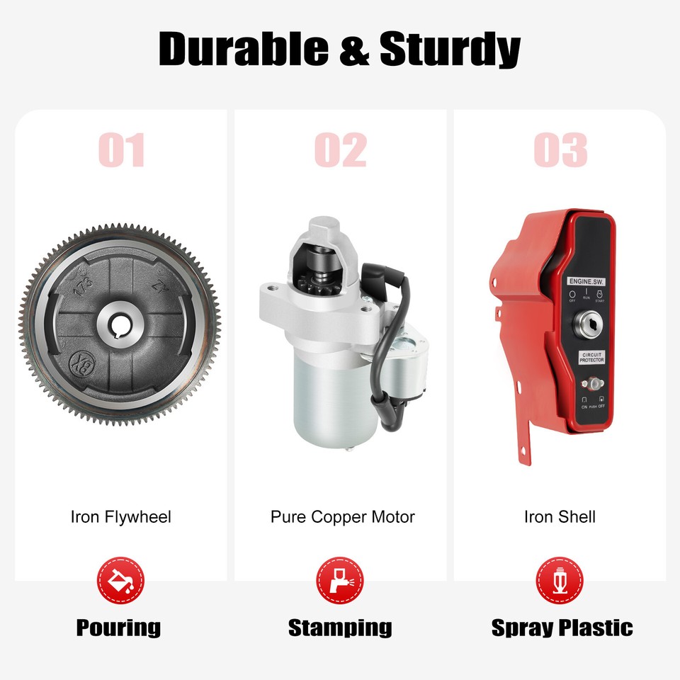 For Honda GX240 GX270 Engine Electric Start Kit Flywheel Starter Motor ...