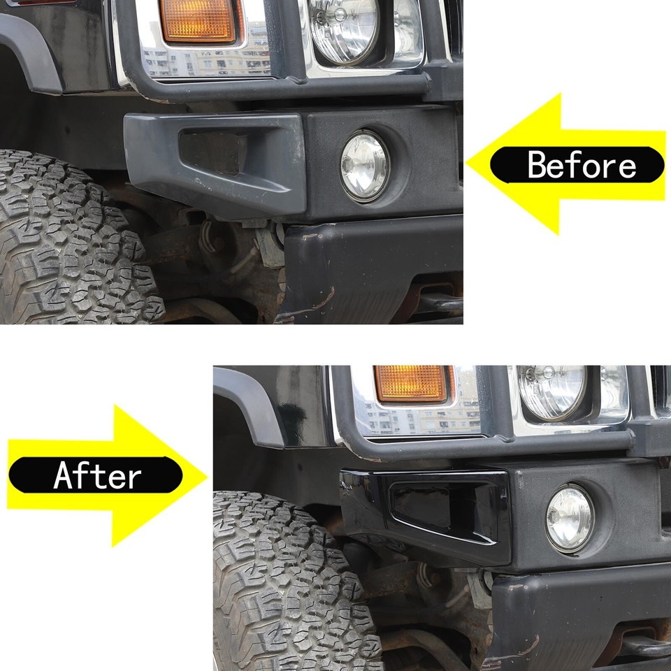 Gloss Black Front Bumper & Side Cover Trim Kit For Hummer H2 SUV SUT ...
