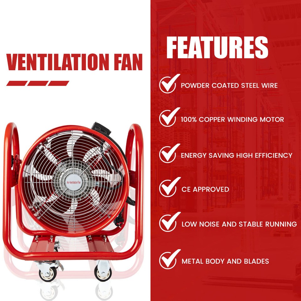 NEW Portable Ventilator Axial Blower Workshop Extractor Industrial Fan ...