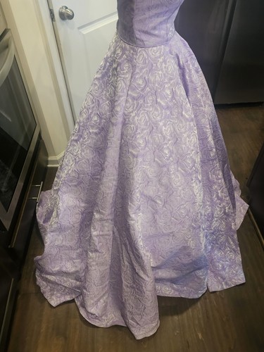 Angela And Alison Purple Floral Polyester Sleeveless Princess Ball Gown ...