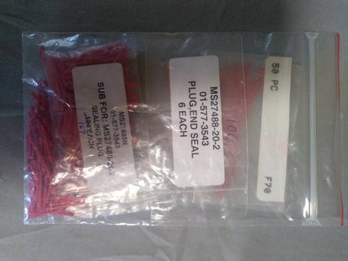 Sealing Plug MS27488-20-2, red color, Lot of 528 each, or P/N: 01-577 ...