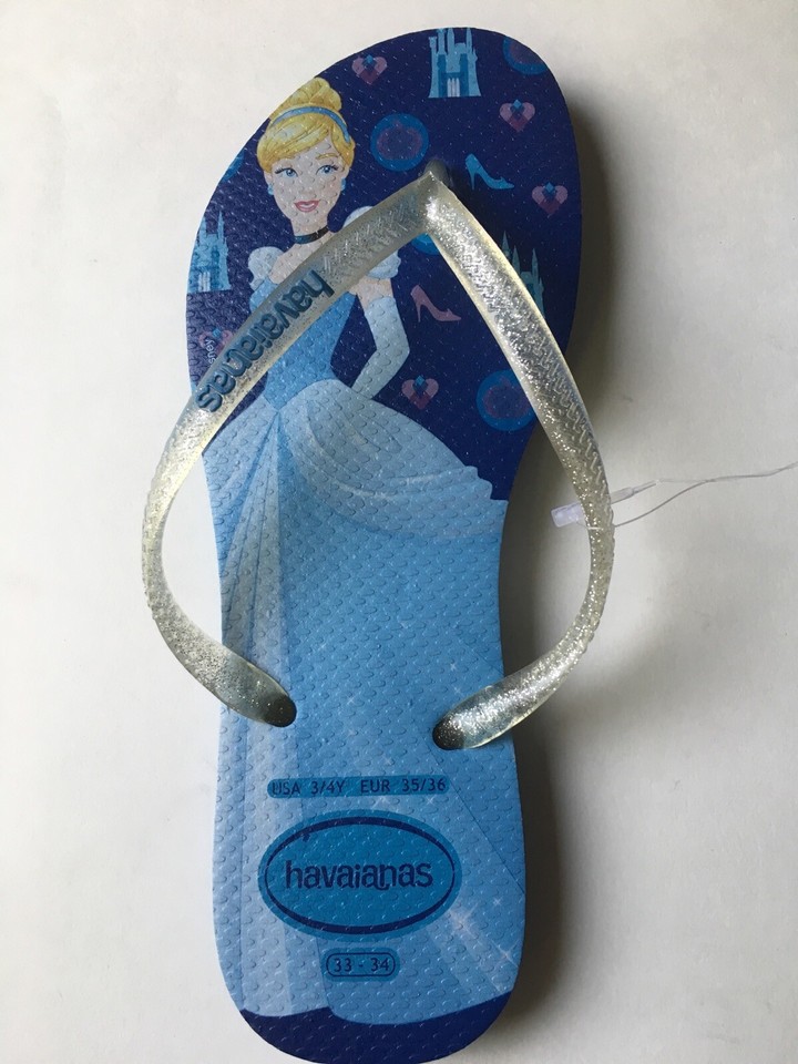 Havaianas Cinderella Blue Star Size 3/4Y Girls Flip Flop | eBay