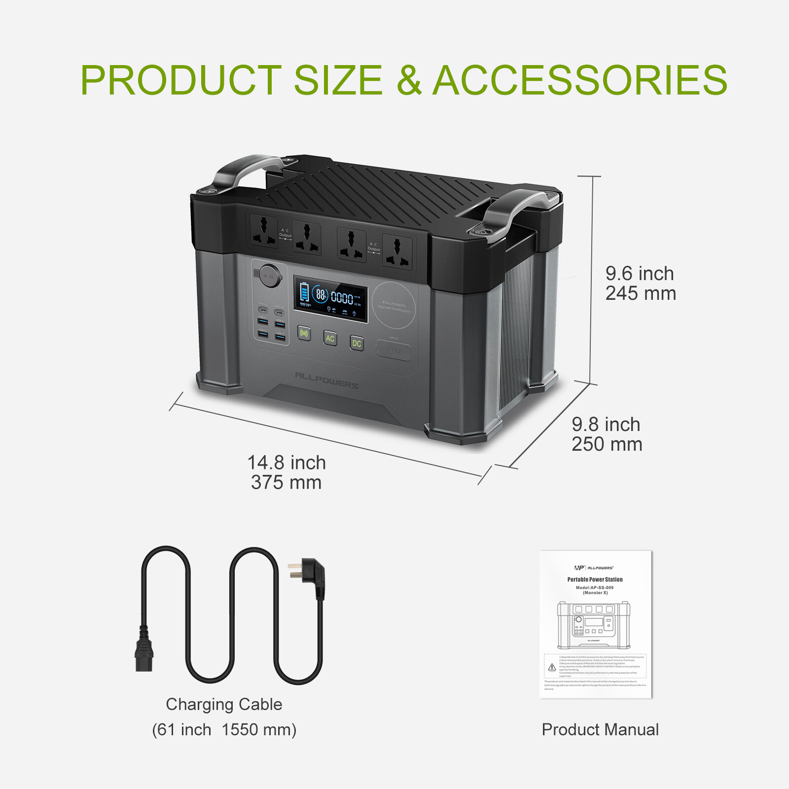 2000W Portable Power Station Solar Generator kit 120W Foldable Solar ...