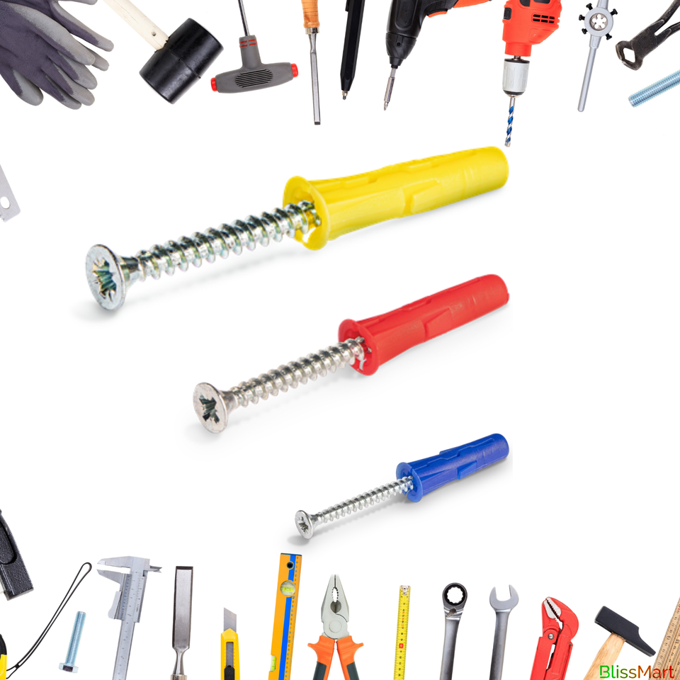 Wall Plugs. Assorted Raw Rawl Plugs with Screws. 60pc Rawlplugs and ...