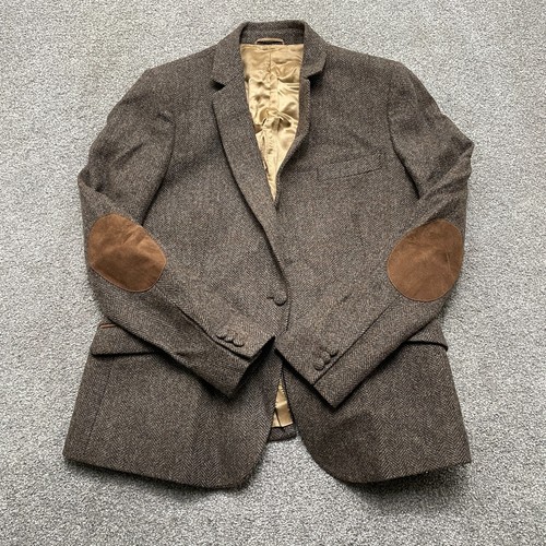 Walker Slater Blazer UK 14 US 10 Brown Harris Tweed Wool Herringbone ...