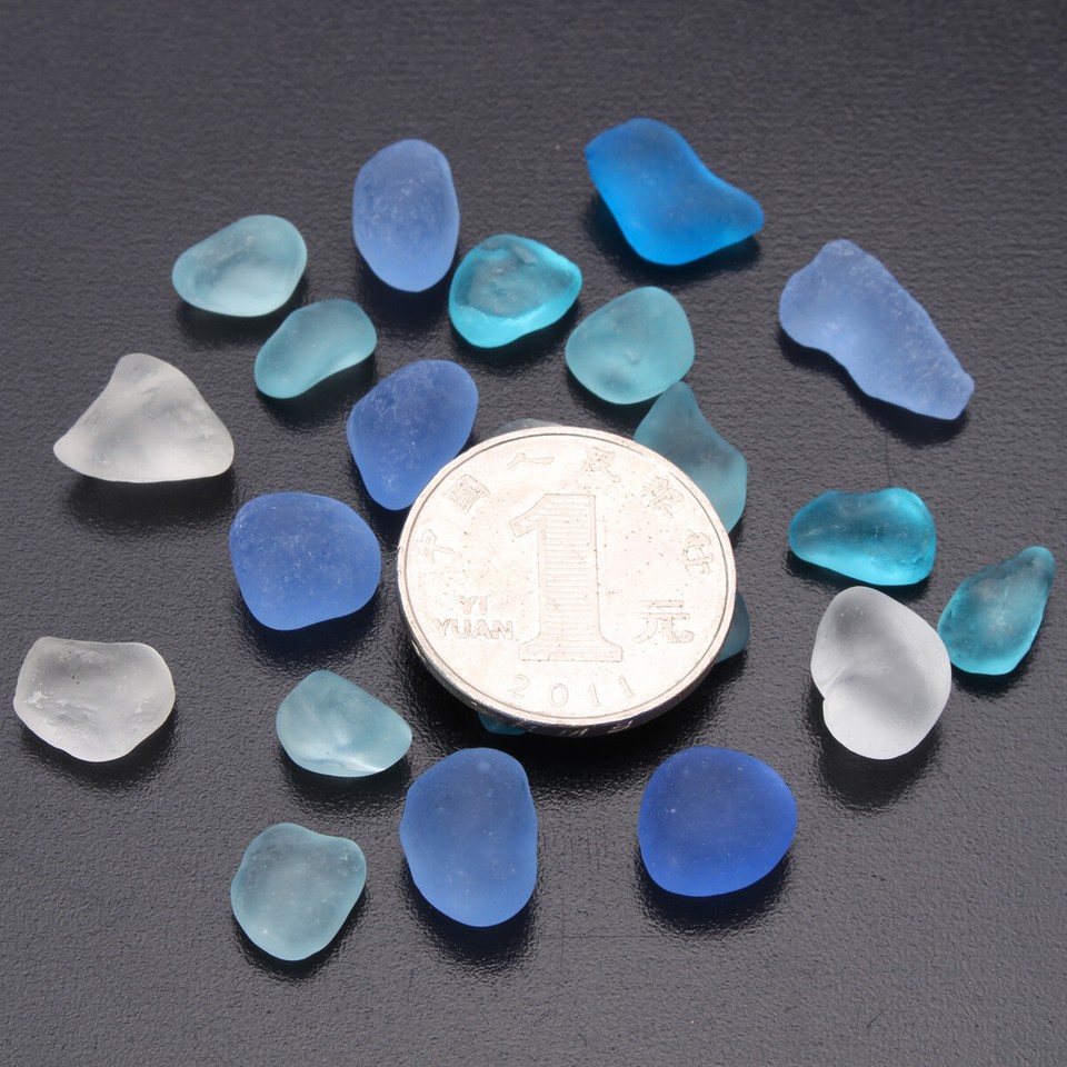 blue beach sea glass cobalt aqua 20 pieces mixed color lot bulk fish ...