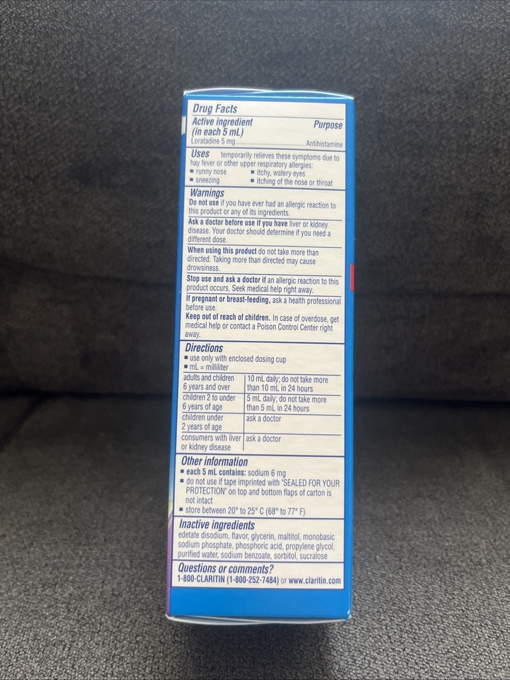 Children's Claritin Allergy Non-Drowsy 24 Hr Relief Grape Syrup 4oz Exp ...