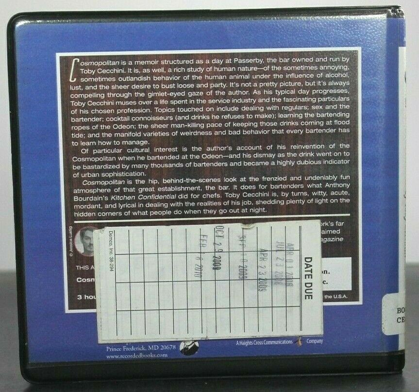 THE COSMOPOLITAN by Toby Cecchini [Abridged, Cd, Ex-Lib] 9780739304198 ...