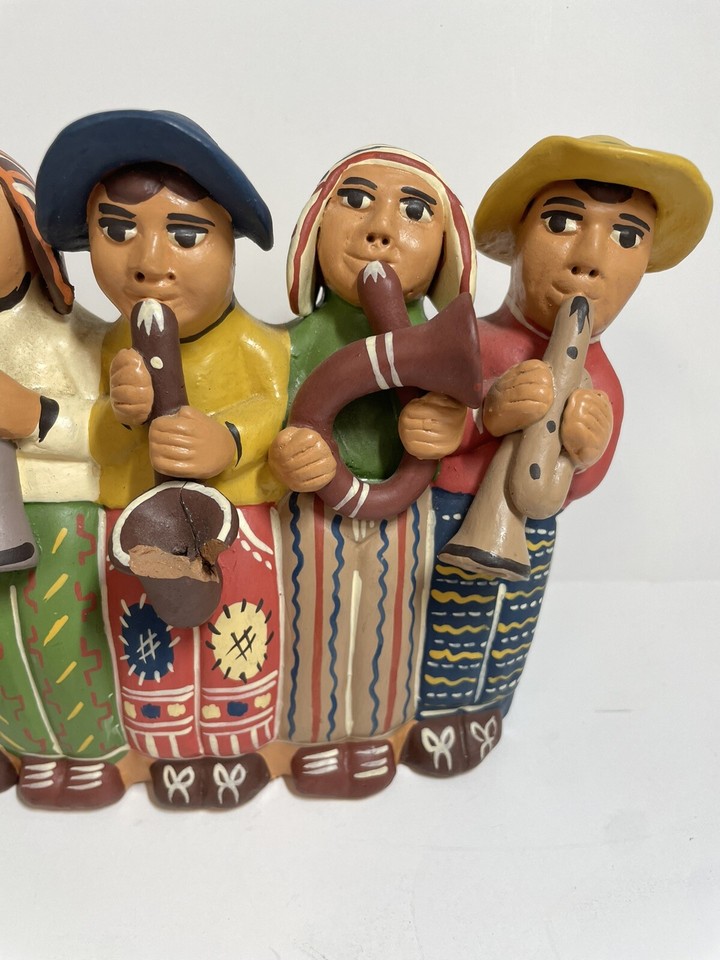 Peruvian Musicians Red Clay Ceramic Candle LIght Holder Folk Art ...