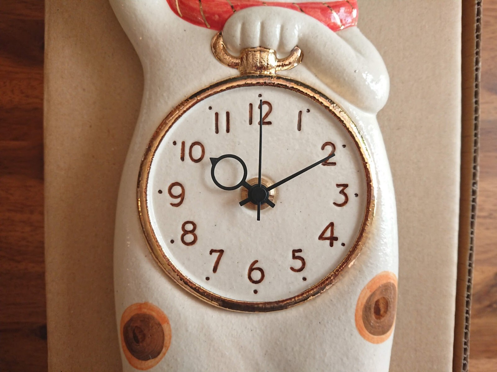Japanese White Lucky Cat Manekineko Pendulum Wall Clock Pottery SETO ...