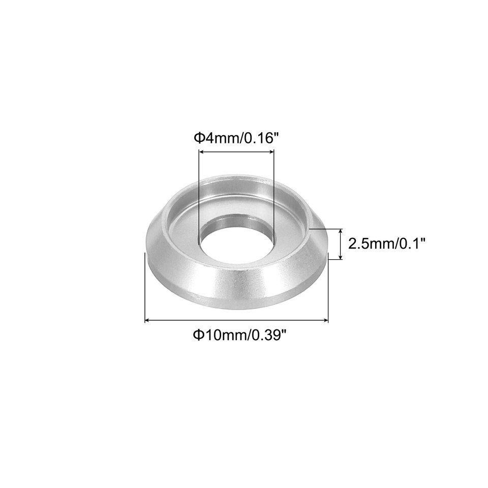 M4 Cone Cup Countersunk Washers,4mm/0.16" Aluminum for Screw RC,60PCS ...