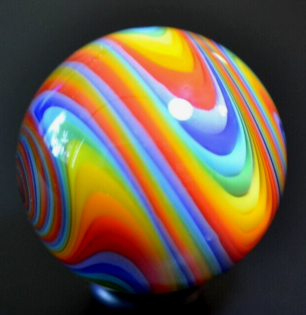 JAY SLACK GLASS MARBLE/1.443"-LOBED RAINBOW ARRAY-LILAC,LAVENDER,MINT ...