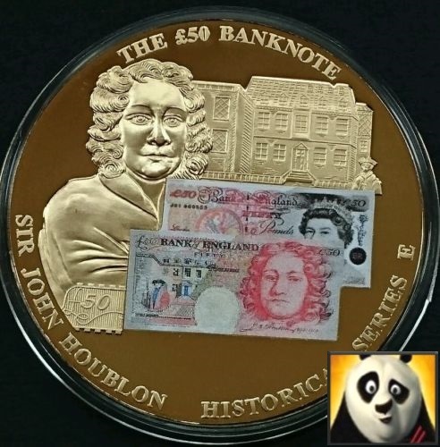 LARGE 50mm £50 FIFTY POUND BRITISH BANKNOTE STICKER MEDAL COIN JOHN ...
