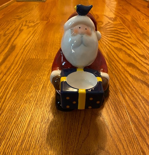 Santa Clause Tea Light Candle Holder Christmas Decoration Figurine 6.5 ...