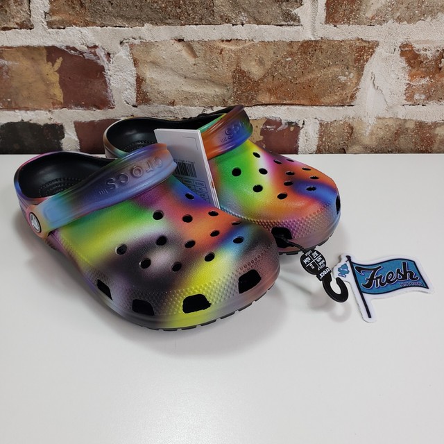 Crocs Classic Solarized Clog Black Tye Die Multicolor Womens Sz 6 / ...