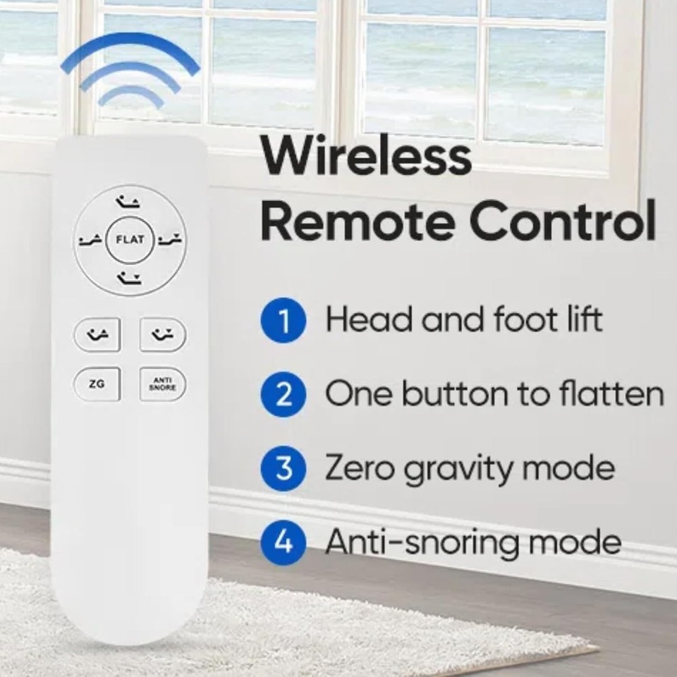 Split King Power Adjustable Bed Frame Upgrade Metal Bed Base Remote ...