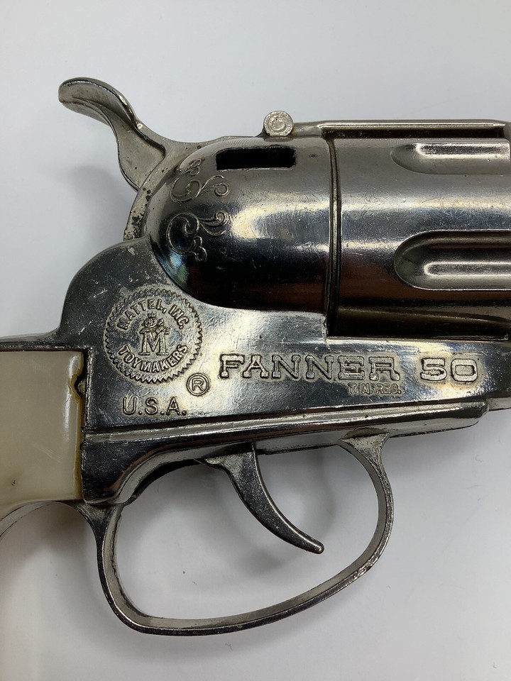 Vintage Mattel FANNER 50 TOY CAP GUN Pistol Revolver - 11" Long *Read ...