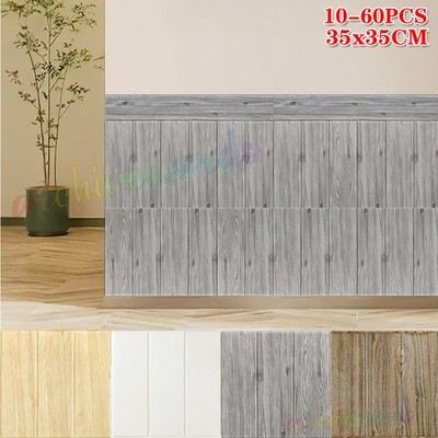 60X Self Adhesive 3D Foam Panel Wood Effect Wall Sticker Wallpaper ...
