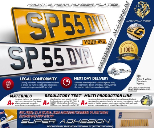 PRESSED METAL 3D ALUMINIUM EMBOSSED CAR REGISTRATION REG NUMBER PLATES ...