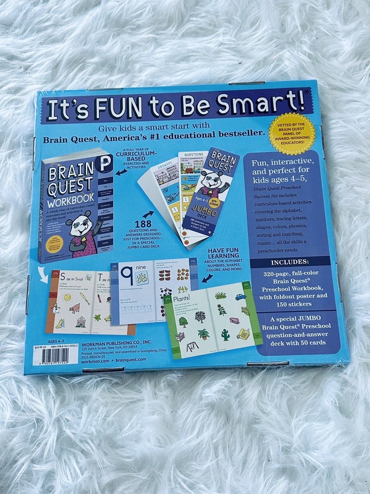 New! 🧠BRAIN QUEST🧠 Combo Success Set Workbook & Jumbo Deck PRE-K (( Age ...