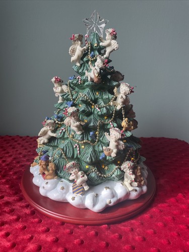 Danbury Mint Dreamsicles Angels Light Up Christmas Tree 2001 Wooden ...
