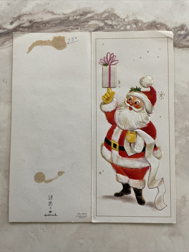 60s Classic Santa Long List Pretty Present Finger Tip VTG Christmas ...