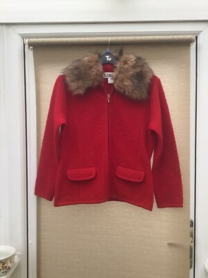 LISA INTERNATIONAL Boiled Wool - Red Jacket With Removable Faux Fur ...
