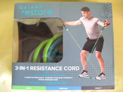 Gaiam Restore 3-in-1 Resistance Band Kit Exercise Cords w/Foam Comfort ...
