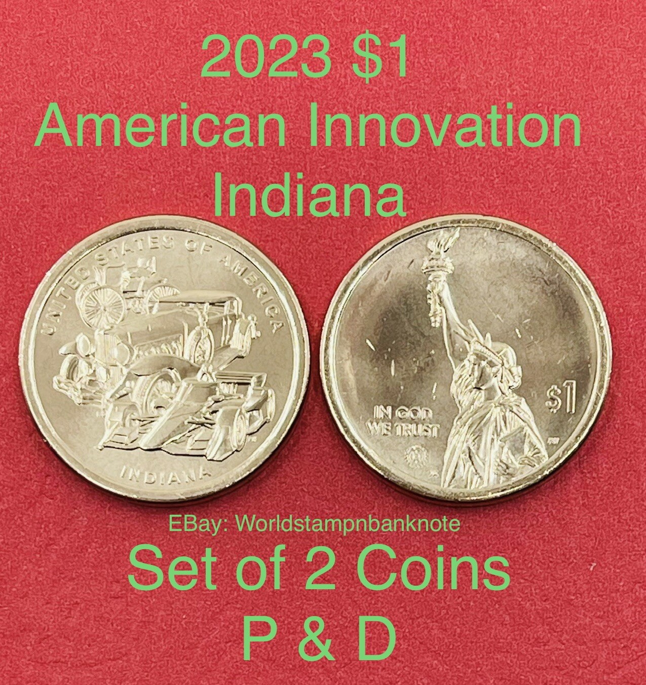 2023 Set Of 2 Coins P+D $1 Coin American Innovation Indiana ...