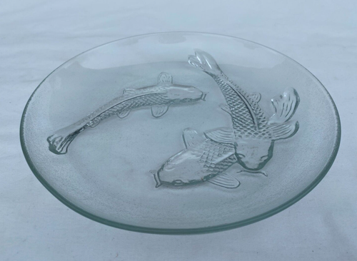 Vintage Koi Fish Embossed Textured Glass Plate Dish 9" | eBay