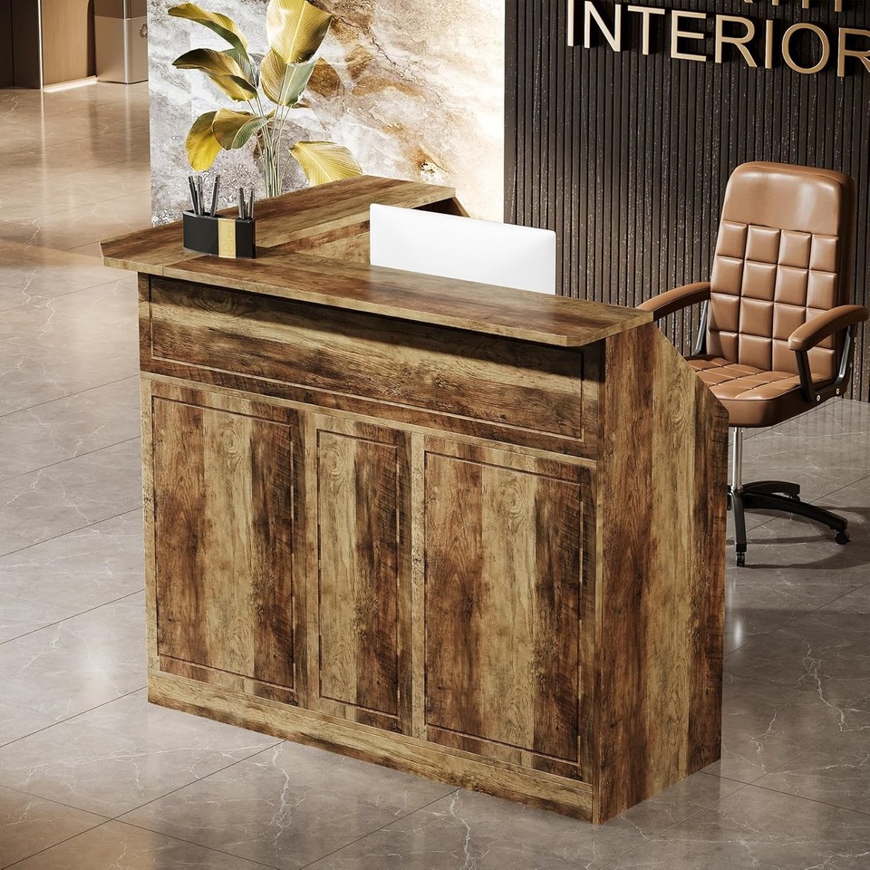 Reception Desk with Storage Shelves Modern Reception Counter Table L ...
