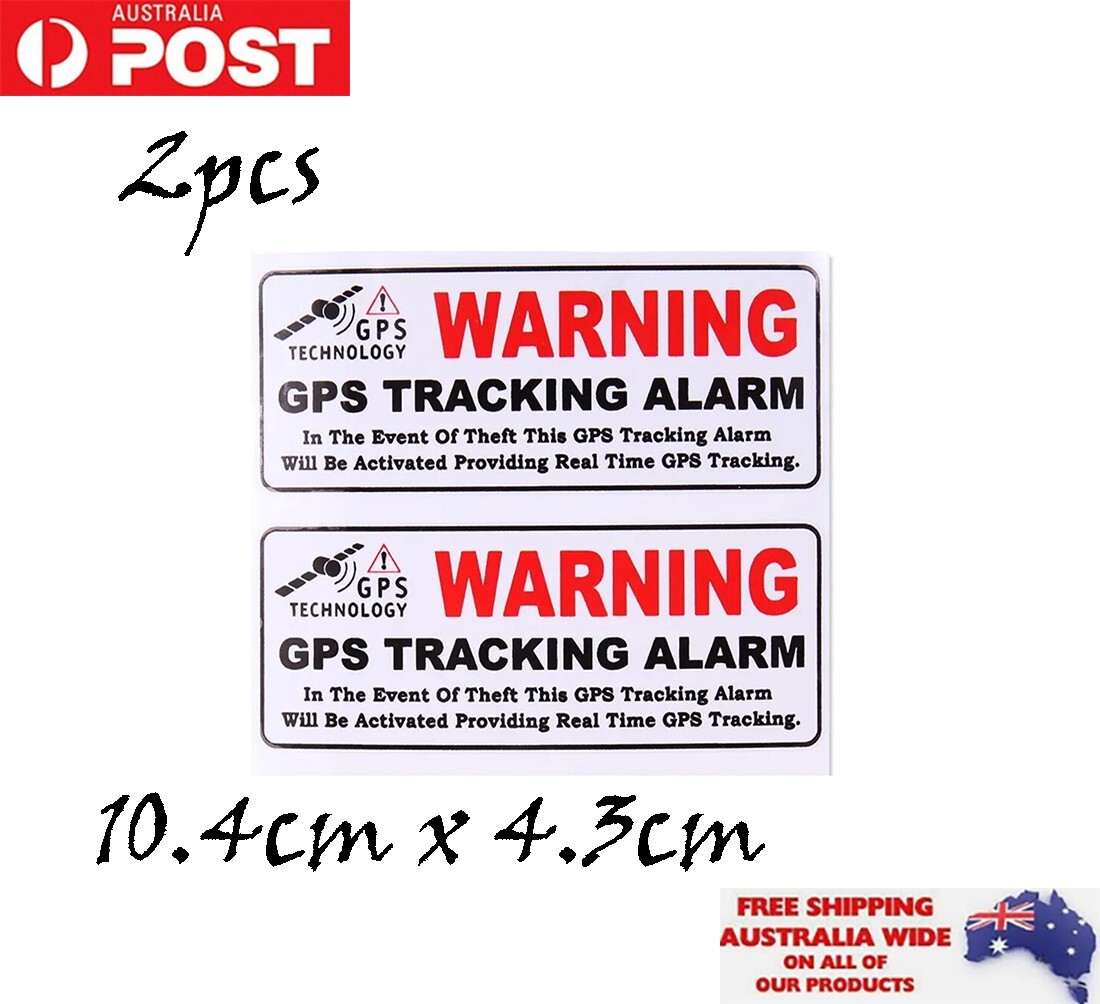 2x PVC GPS Warning Alarm Sticker Vinyl Decal Car Ute Truck Motorbike ...