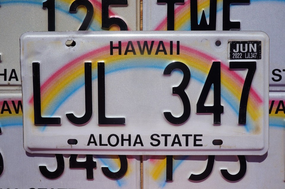 HAWAII LICENSE PLATES - RAINBOW ALOHA STATE Graphic License Plate Tags ...