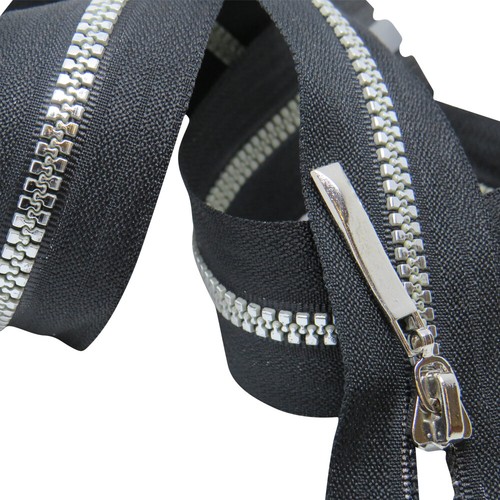 Black Chunky No 3 Zips - Open and Closed End Zippers - Plastic Silver ...
