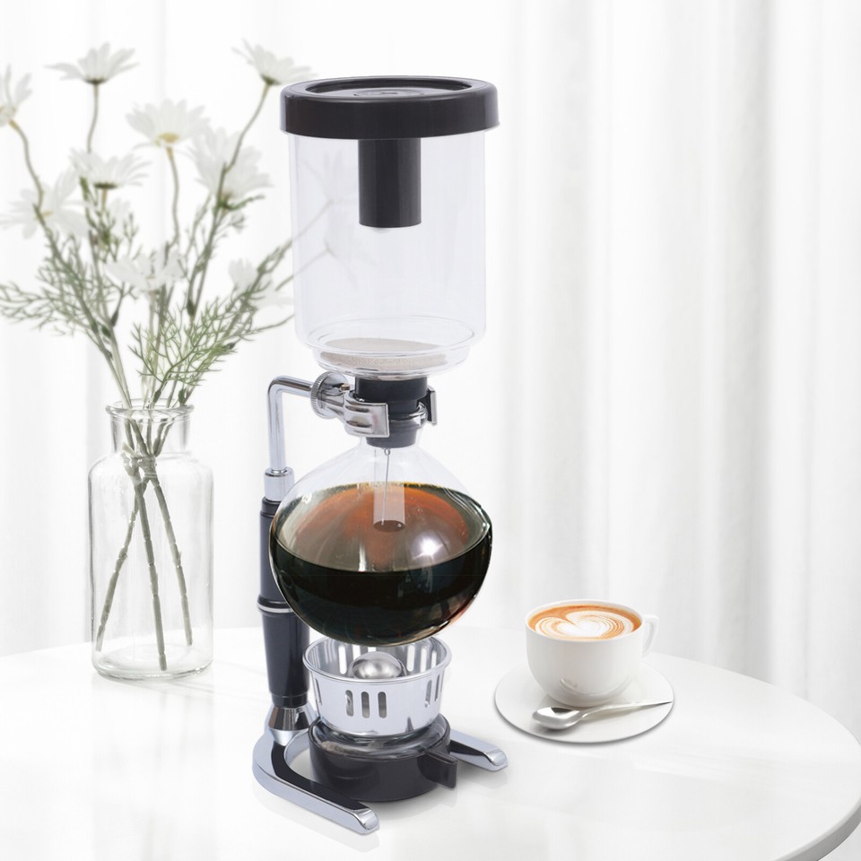 5 Cups Tabletop Glass Coffee Siphon Maker Vacuum Syphon Coffee Brewing ...